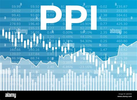 Word Ppi Producer Price Index On Blue Finance Background Global Economy Concept Stock Vector