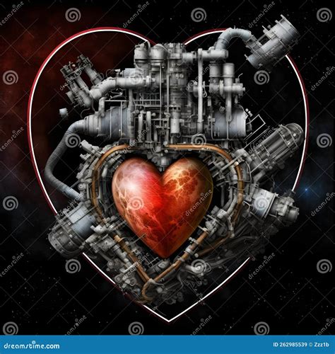 Nasa Space Exploration Style Heart Neural Network Generated Art Stock Illustration