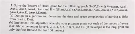 Solved Solve The Towers Of Hanoi Game For The Following