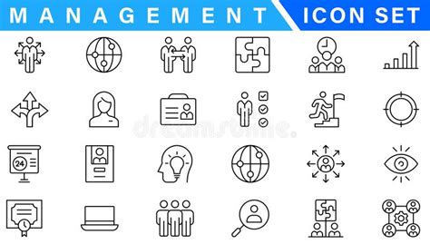 Business And Management Line Icons Set Management Icon Collection Vector Illustrator Stock