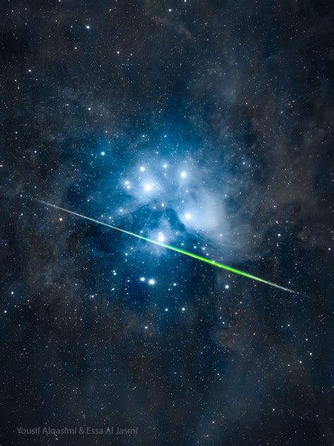 Apod The Meteor And The Star Cluster