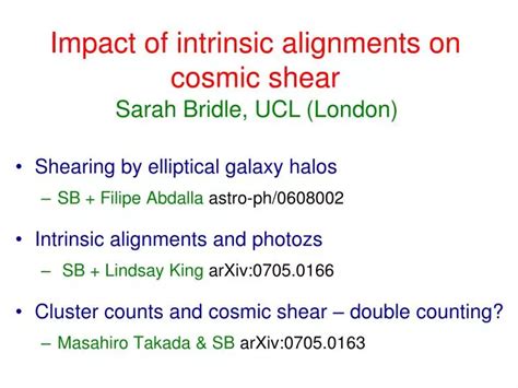 Ppt Impact Of Intrinsic Alignments On Cosmic Shear Powerpoint