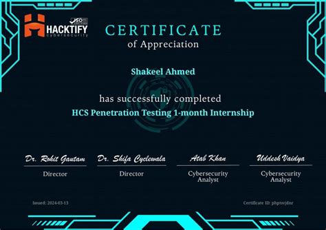 Shakeel Ahmed On Linkedin Cybersecurity Internship Hacktify