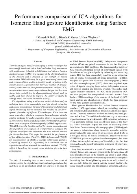 Pdf Performance Comparison Of Ica Algorithms For Isometric Hand