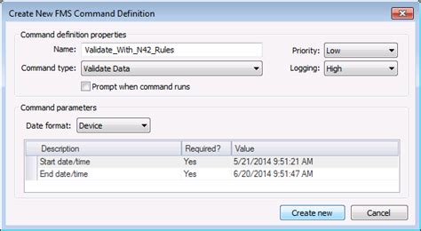 Configuring Validate Data Commands