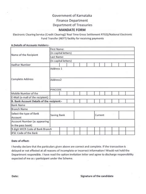 Mandate Form Pdf