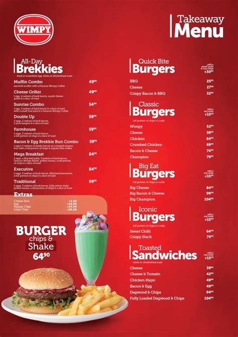 Wimpy Menu With Updated Prices In South Africa 2024 Bbq Bacon