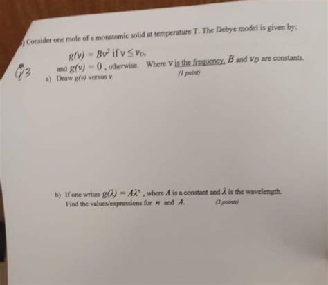 Solved Consider One Mole Of A Monatomic Solid At Temperature