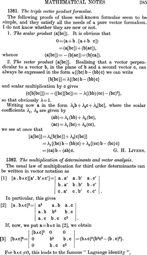 1382 The Multiplication Of Determinants And Vector Analysis The Mathematical Gazette