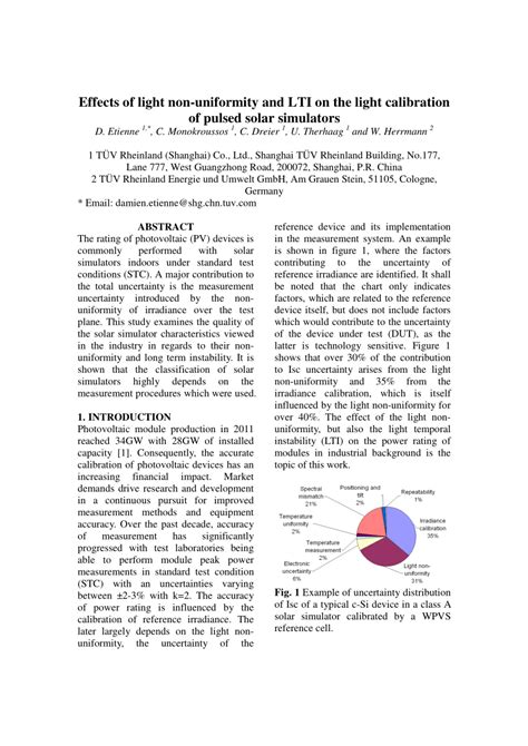 Pdf Effects Of Light Non Uniformity And Lti On The Light Calibration Of Pulsed Solar Simulators