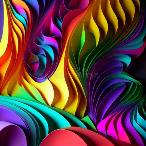 Colourful Digital Art Wavy Pattern Abstract Background Stock
