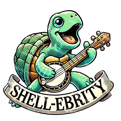 Playful Turtle Playing Banjo Png Clipart Shell Ebrity Turtle