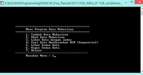 Lutfibrowns Simple Code Program Data Mahasiswa Pascal