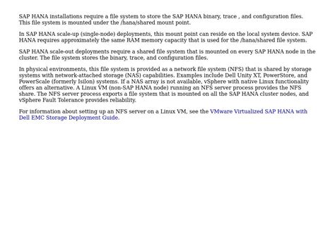 Sap Hana Shared File System Design Guide—dell Validated Design For Sap Hana Deployments With