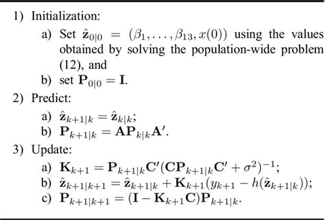 Ekf Algorithm For Recursively Estimating Model Parameters For An