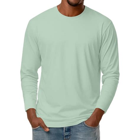 Grmtclth Long Sleeve Shirts For Men Basic V Neck Classic Top Solid