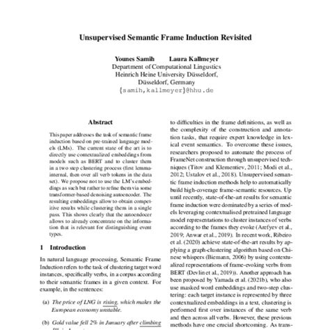 Unsupervised Semantic Frame Induction Revisited Acl Anthology