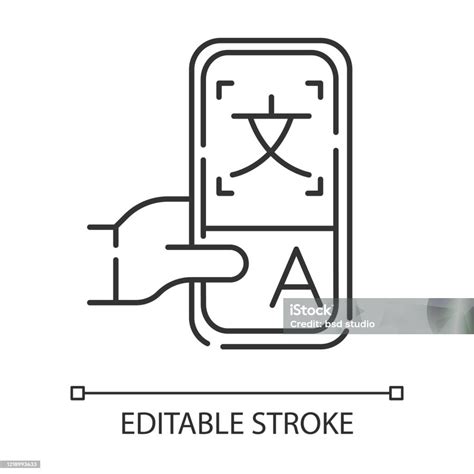 온라인 사전 응용 프로그램 선형 아이콘입니다 즉시 번역 번역 서비스 스마트 폰 번역기 가는 선 그림입니다 등고선 기호입니다 벡터