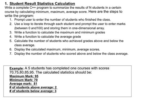 1 Student Result Statistics Calculation Write A Complete C Program