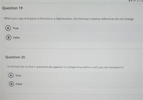 Solved When You Copy And Paste A Formula To A New Location Chegg Com