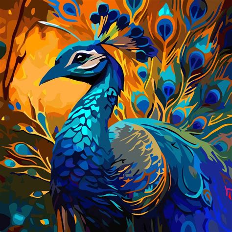 Colorful Peacock Painting