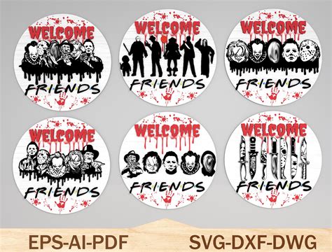 250 Horror Characters Door Sign Bundle Svg Halloween Door Hanger Svg