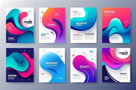 Set Of Abstract Modern Graphic Elements Dynamical Colored Forms And Line Premium Ai Generated