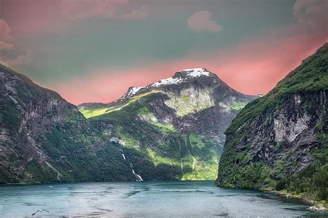 Panoramic Nature Mountain Water Landscape Fjord Clouds Norway Pikist