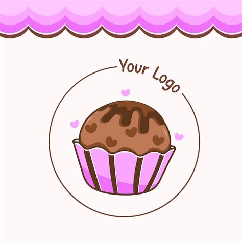 귀여운 로고 베이커리 컵케이크 터 프리미엄 벡터