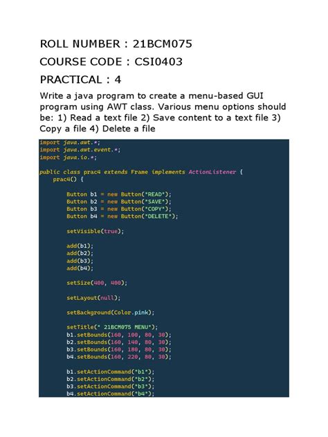 21bcm075 Csi0403 Practical 4 Download Free Pdf Computer Science Graphical User Interfaces
