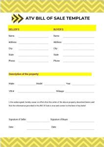 10 ATV Bill Of Sale Template Room Surf Com