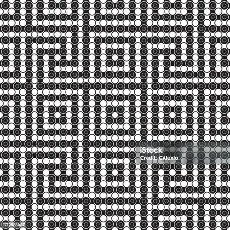 점선의 매끄럽고 추상적인 기하학적 패턴은 흑백 점과 메타볼이 있는 수평선입니다 도트 아트 직물 포장 및 장식 디자인 프로젝트를 위한 벡터 그림입니다 0명에 대한 스톡 벡터