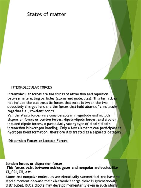 States Of Matter Intermolecular Forces Download Free Pdf