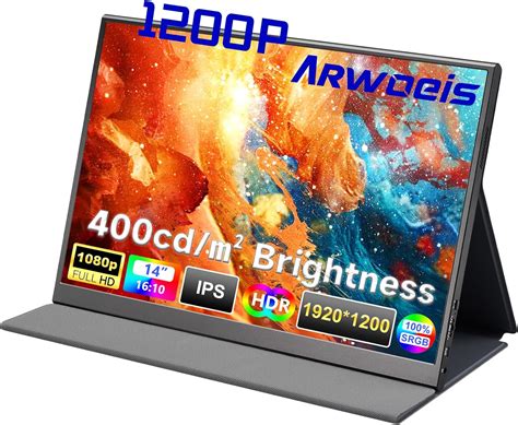 Arwoeis 14 Inch Portable Monitor Fhd 1920 1200p Ips Usb
