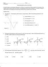 Interpreting Graphs And Curve Sketching Name Period AP Calculus Interpreting Graphs And
