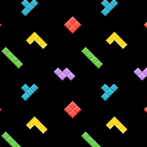 Tetris Elements Vector Seamless Pattern Game Background Simple