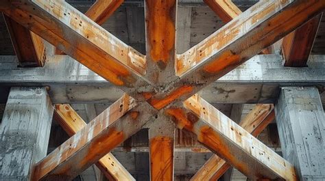Abstract View Of Architectural Beams Intersecting Premium Ai Generated Image
