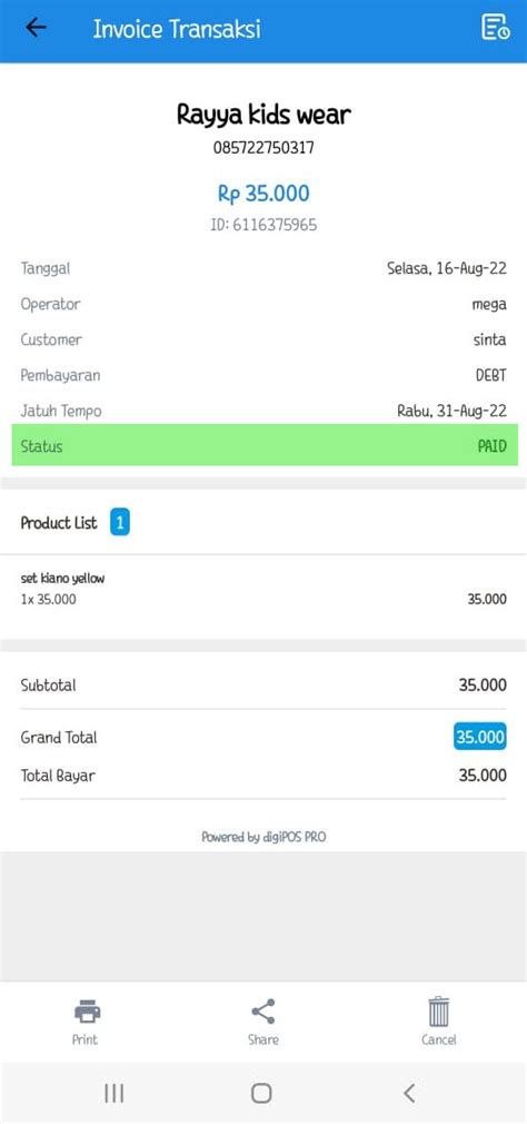 Invoice Transaksi Non Laundry Dgpos Pro Aplikasi Kasir Pusat
