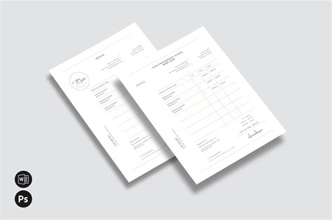 Printable Editable Invoice Template Instant Downloadable Photography Invoice Template MS Word