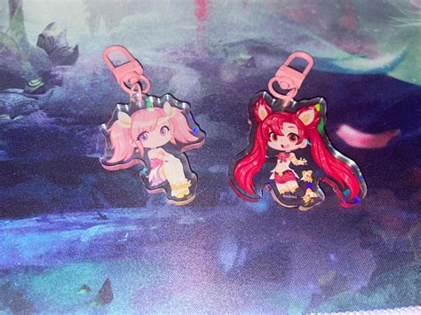 Star Guardian Season Lux And Jinx From League Of Legends Holographic Acrylic Keychain Charm Etsy