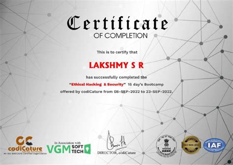 lakshmy s r on linkedin ethical hacking intern vgm soft tech 15