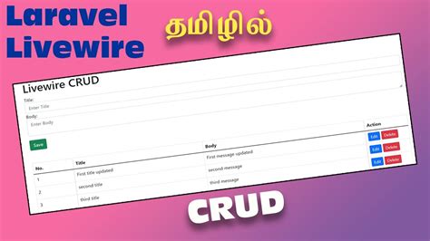 Laravel Livewire CRUD Tutorial in Tamil - YouTube