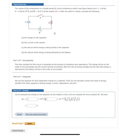 Solved The Values Of The Components In A Simple Series RC Chegg