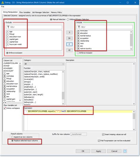 missing value node does not replace sign knime analytics platform