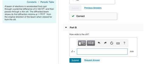 Solved Constants Periodic Table A Beam Of Electrons Is