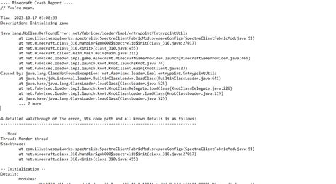 modpack crash reeding error from spectreclientfabricmod r fabricmc