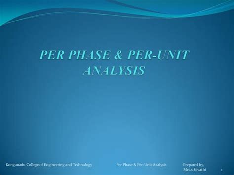 Per Unit Analysis Pdf Physics Science