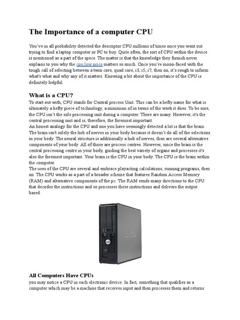 The Importance Of A Computer Cpu Pdf Central Processing Unit Multi Core Processor