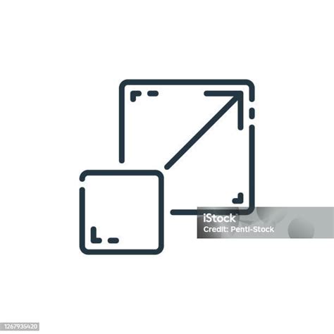 흰색 배경에서 격리된 전체 화면 벡터 아이콘입니다 개요 웹 사이트 디자인 및 모바일 응용 프로그램 개발을위한 얇은 라인 전체 화면 아이콘 얇은 선 전체 화면 윤곽 아이콘