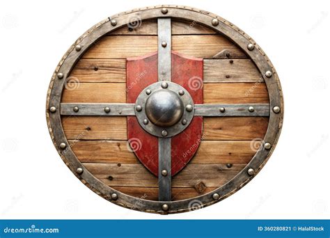 Medieval Crusader Wooden Shield Isolated On White Stock Illustration Illustration Of Knight